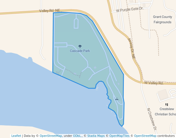Cascade Park in Moses Lake | Map and Routes