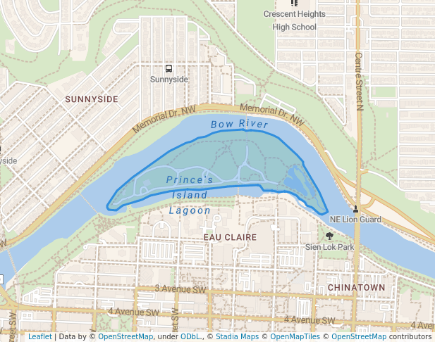Prince's Island Park in Calgary | Map and Routes