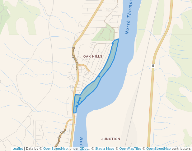 Rivers Trail Park Westsyde in Kamloops | Map and Routes