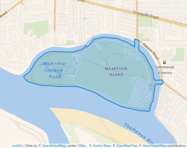 Mcarthur Island Park in Kamloops | Map and Routes