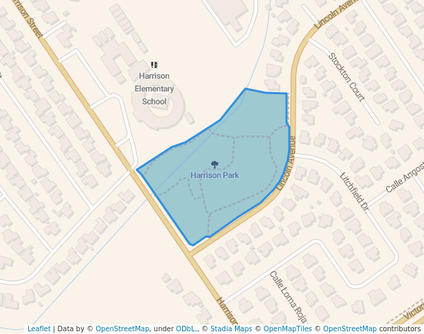 Harrison Park in Riverside | Map and Routes