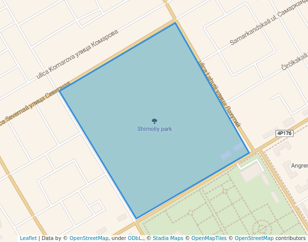 Shimoliy park in Angren | Map and Routes