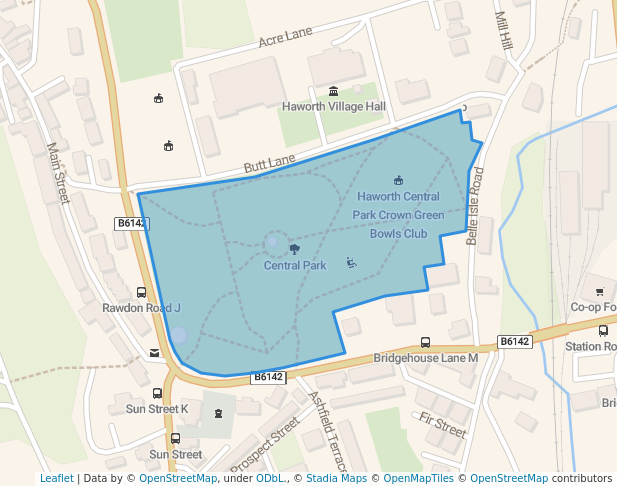 Central Park in Haworth | Map and Routes