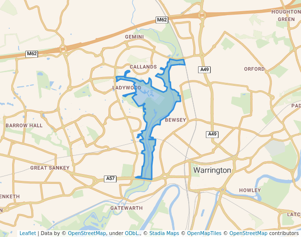 Sankey Valley Park in Warrington | Map and Routes