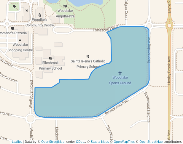 Woodlake Sports Ground in Ellenbrook | Map and Routes