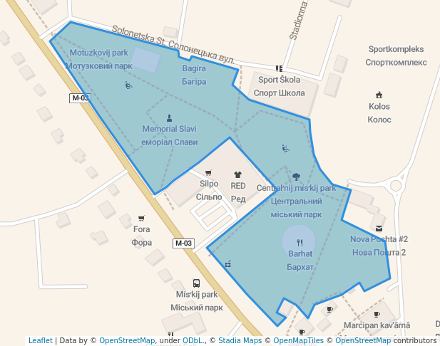 Центральний міський парк in Boryspil' | Map and Routes