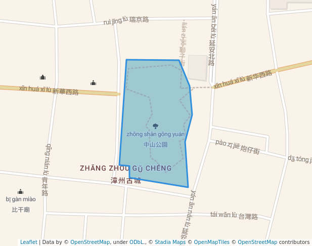 中山公園 in Zhang Zhou Shi | Map and Routes