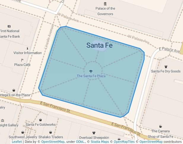 The Santa Fe Plaza in Santa Fe | Map and Routes