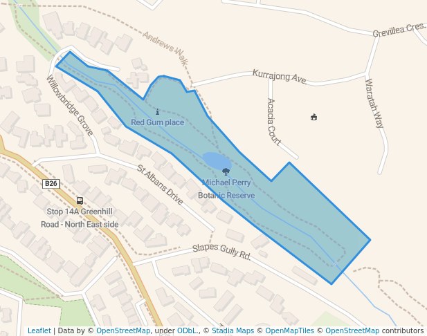 Michael Perry Botanic Reserve in Stonyfell | Map and Routes