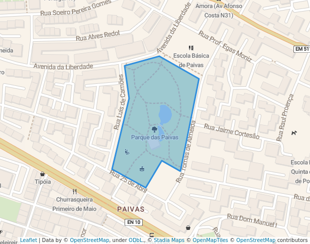 Parque das Paivas in Amora | Map and Routes