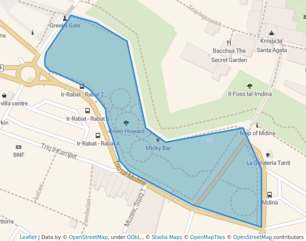 Howard Gardens in Mdina | Map and Routes