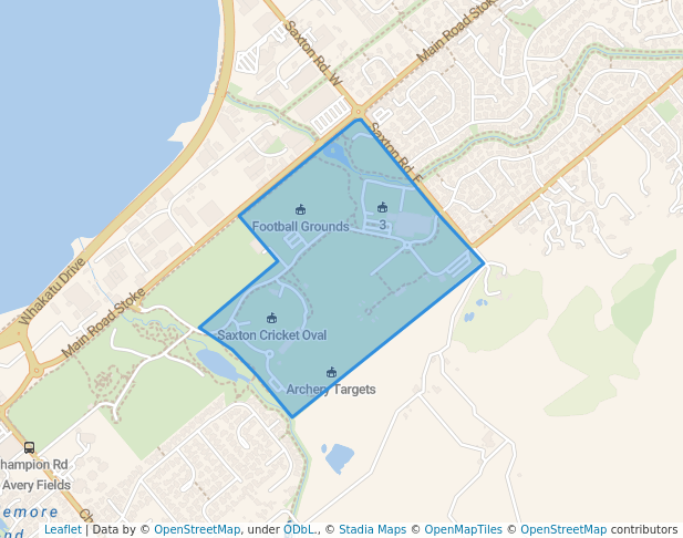 Saxton Field in Nelson | Map and Routes