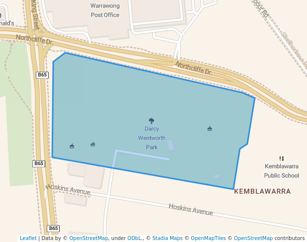Darcy Wentworth Park in Warrawong | Map and Routes
