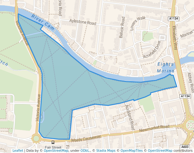 Midsummer Common in Cambridge | Map and Routes