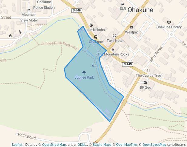 Jubilee Park in Ohakune | Map and Routes