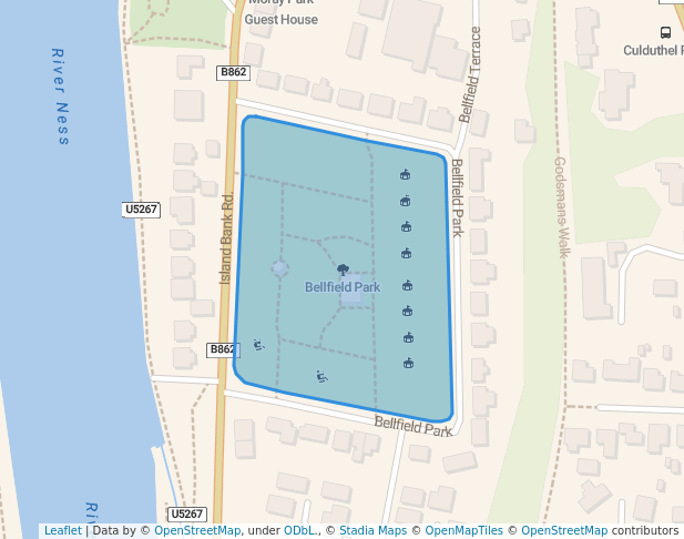 Bellfield Park in Inverness | Map and Routes