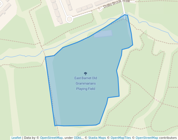 East Barnet Old Grammarians Playing Field in London | Map and Routes