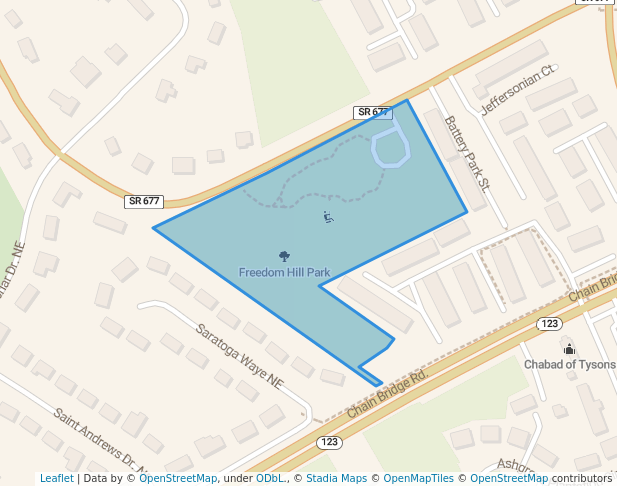 Freedom Hill Park in Tysons | Map and Routes