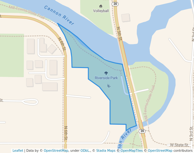 Riverside Park in Cannon Falls | Map and Routes
