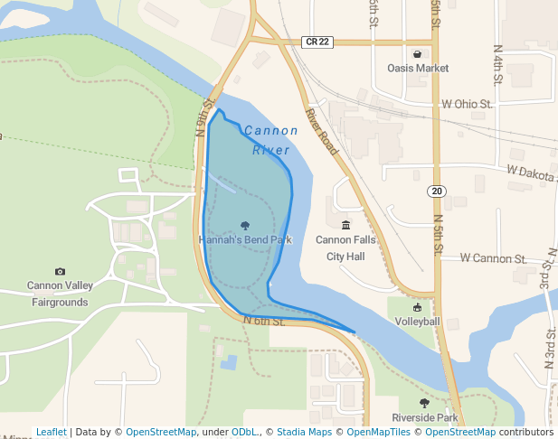 Hannah's Bend Park in Cannon Falls | Map and Routes