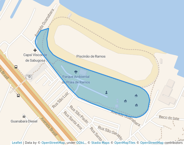 Parque Ambiental da Praia de Ramos in Rio de Janeiro | Map and Routes