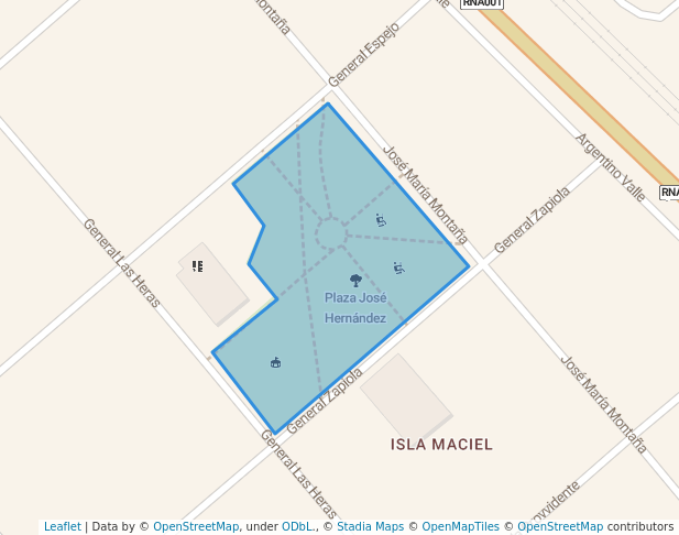 Plaza José Hernández in Dock Sud | Map and Routes