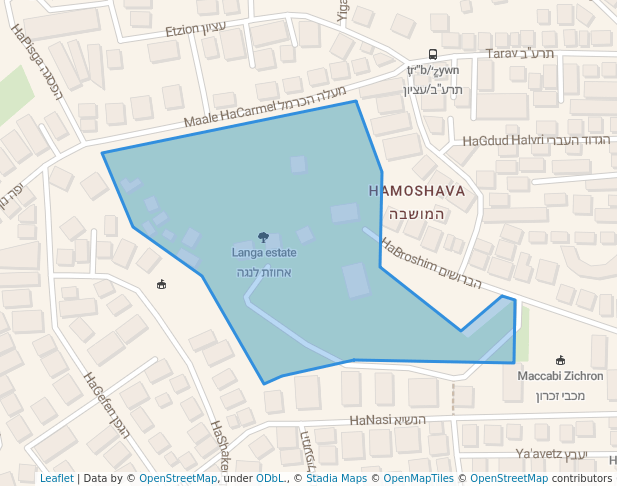 Langa estate in Zikhron Ya'akov | Map and Routes