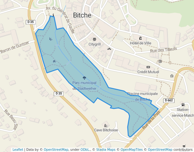 Stadtweiher Municipal Park in Bitche | Map and Routes