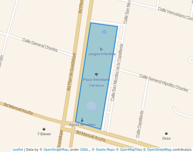 Plaza Venistiano Carranza in Ramos Arizpe | Map and Routes