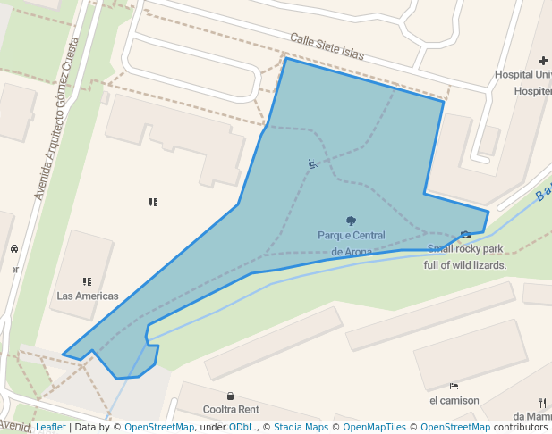 Central Park of Arona in Arona | Map and Routes