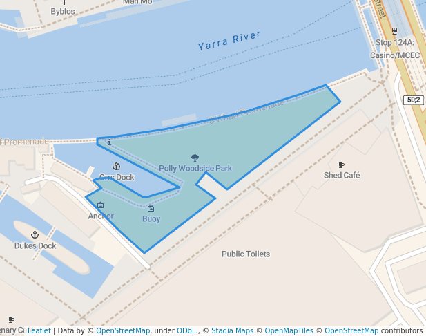 Polly Woodside Park in South Wharf | Map and Routes