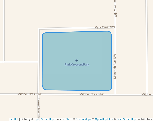 Park Crescent Park in Medicine Hat | Map and Routes