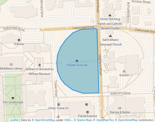 Parade Grounds in Baton Rouge | Map and Routes