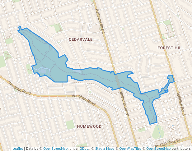Cedarvale Park in Toronto | Map and Routes