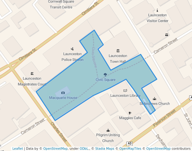 Civic Square in Launceston | Map and Routes