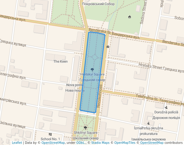 Hretskyi Square in Izmail | Map and Routes