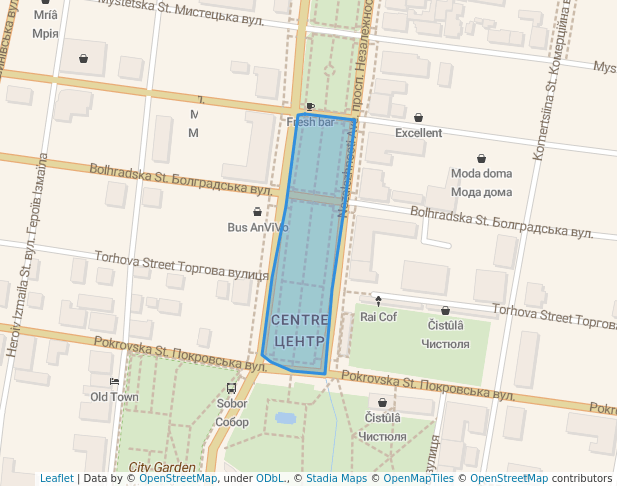 Pushkinskyi Square in Izmail | Map and Routes