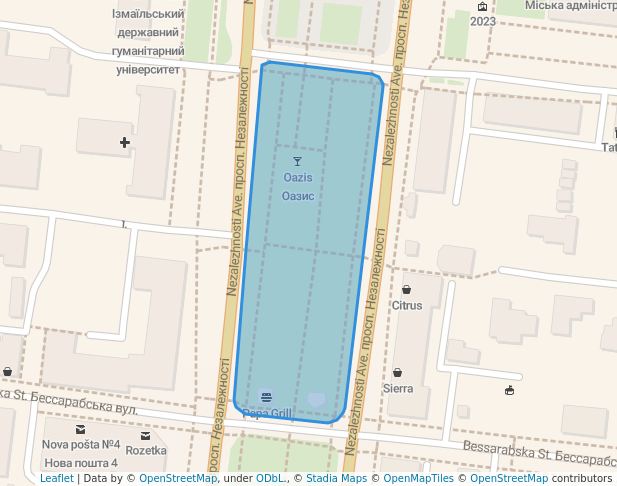 Universytetskyi Square in Izmail | Map and Routes