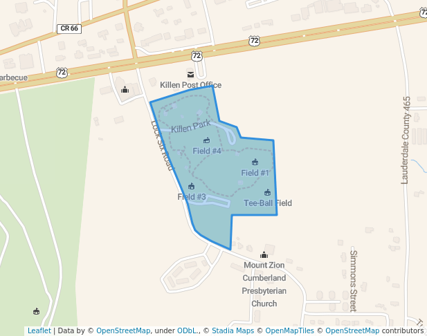 Killen Park in Killen | Map and Routes