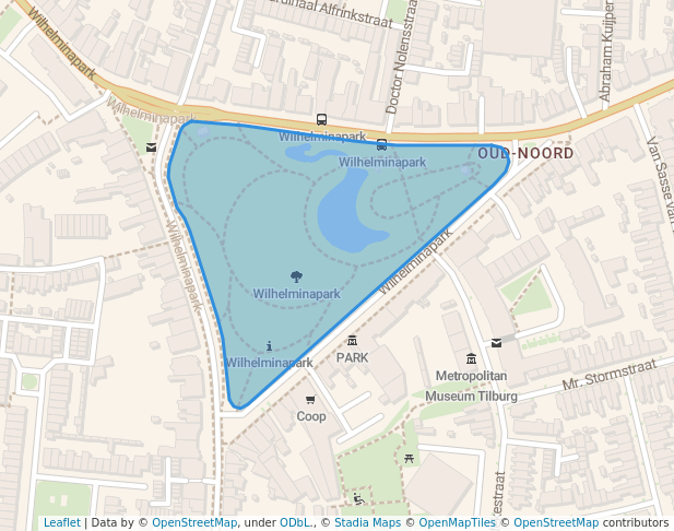 Wilhelminapark in Tilburg | Map and Routes