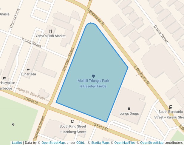 Moiliili Triangle Park & Baseball Fields in Honolulu | Map and Routes