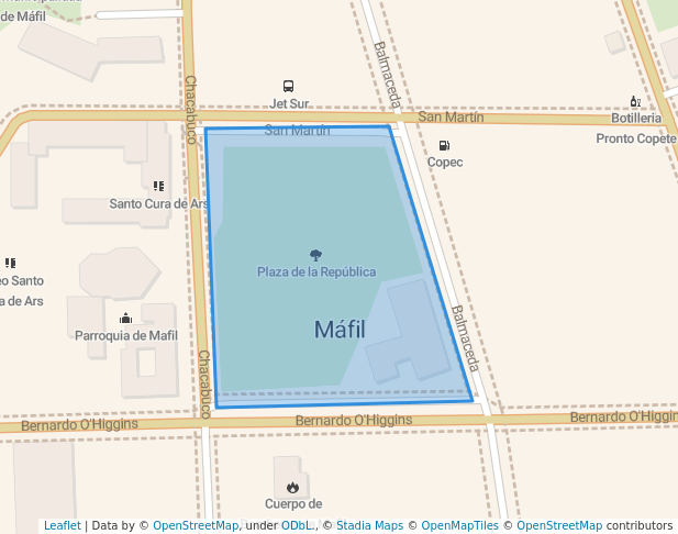 Plaza de la República in Máfil | Map and Routes