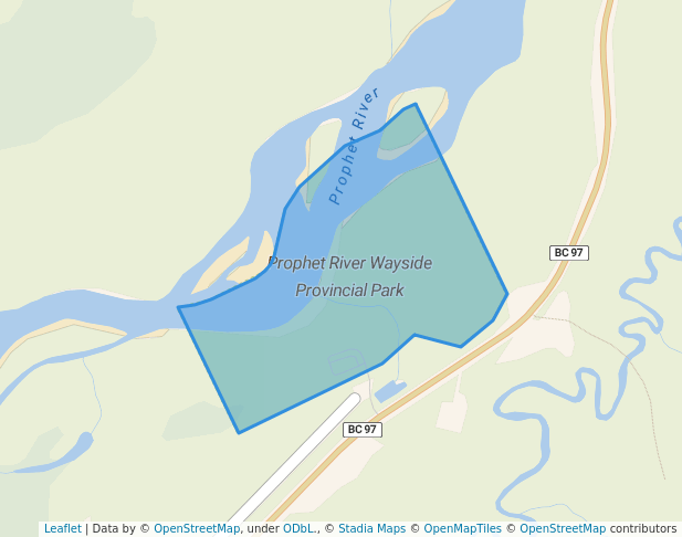 Prophet River Wayside Provincial Park in Prophet River | Map and Routes