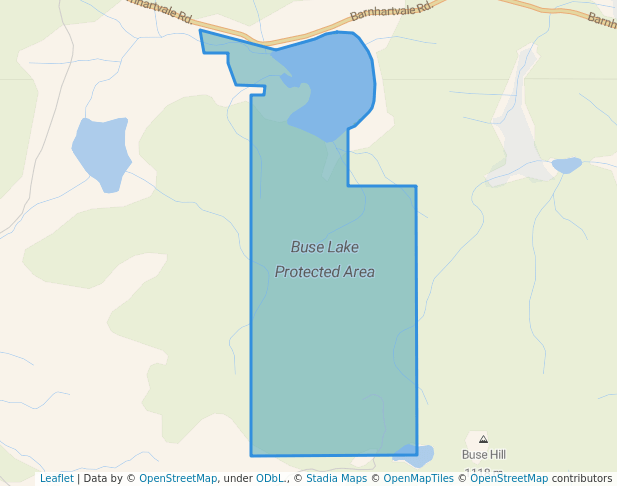Buse Lake Protected Area in Monte Creek | Map and Routes