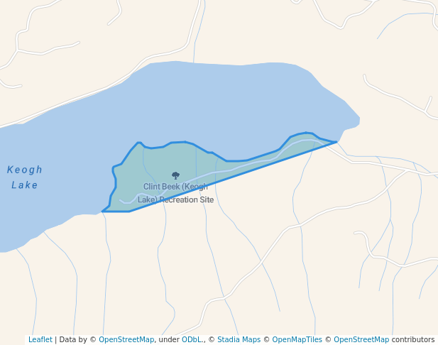 Clint Beek (Keogh Lake) Recreation Site in Port McNeill | Map and Routes
