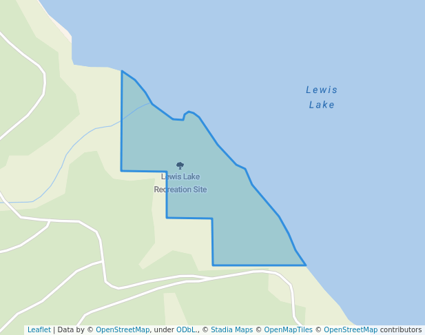 Lewis Lake Recreation Site in Refuge Cove | Map and Routes