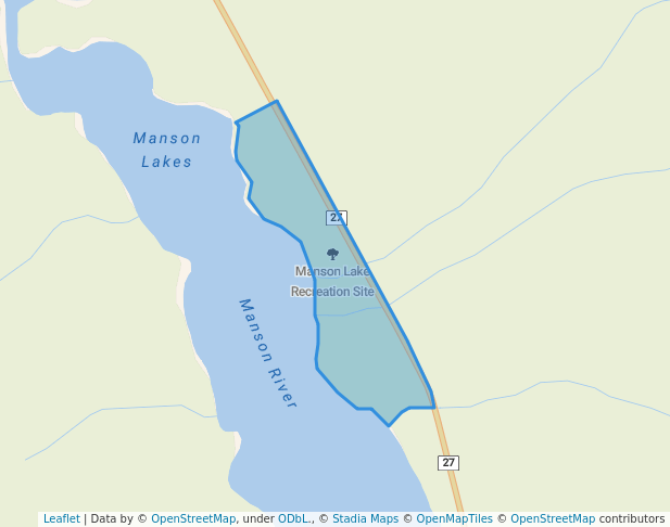 Manson Lake Recreation Site in Manson Creek | Map and Routes