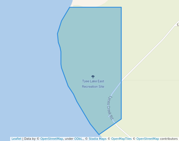 Tyee Lake East Recreation Site in 150 Mile House | Map and Routes