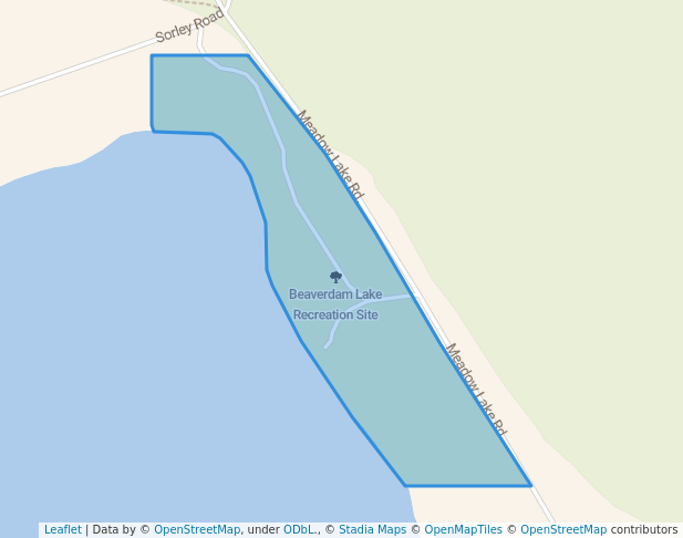 Beaverdam Lake Recreation Site in 70 Mile House | Map and Routes