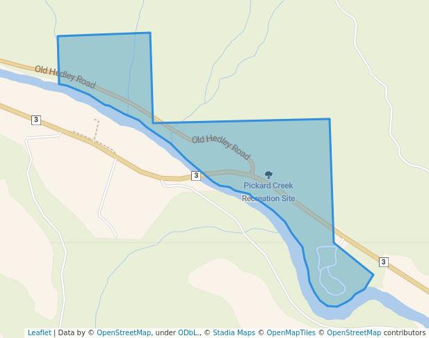 Pickard Creek Recreation Site in Hedley | Map and Routes